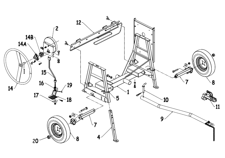 Altrad Belle :: Belle Spare Parts : AT350 Road Tow Mixer - Chassis assembly