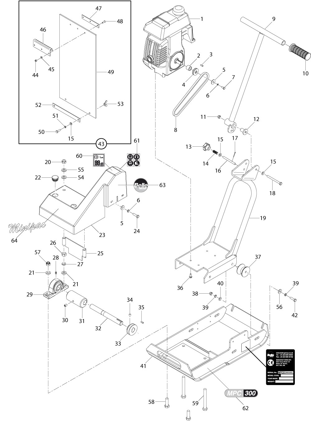 Altrad Belle :: Belle Spare Parts : MPC 300 - Main Assembly